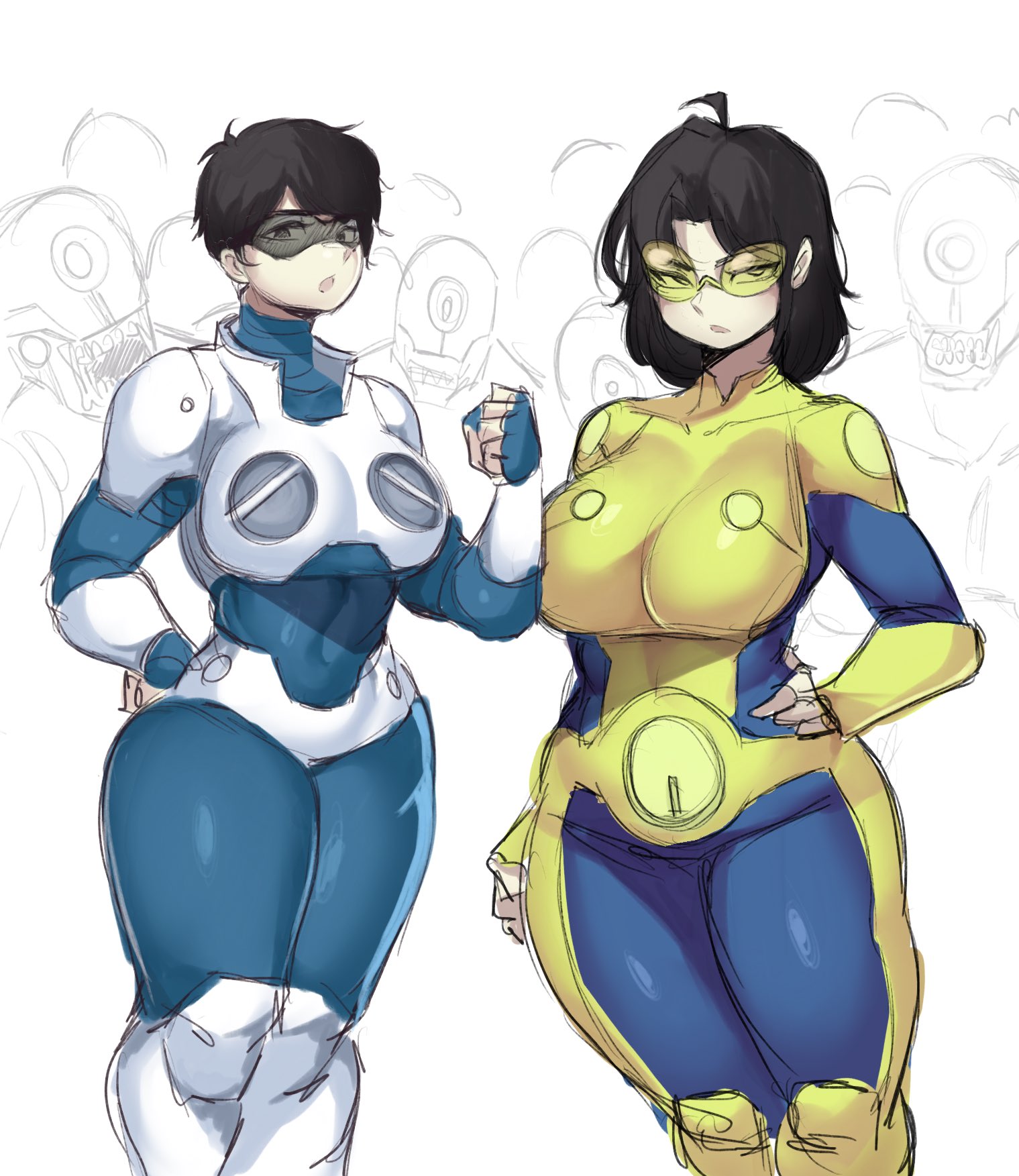 Rule 34 2girls Breasts Bulletproof Mark Female Female Focus Female Invincible Flaxan Mark
