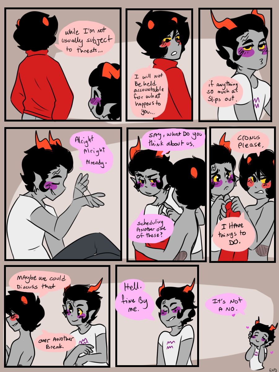 Rule 34 After Sex Black Eyes Black Hair Comic Cronus Ampora Dressed Grey Skin Homestuck