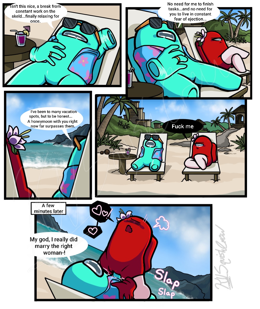 Rule 34 Beach Cowgirl Position Cyan Among Us Flower In Hair 7590