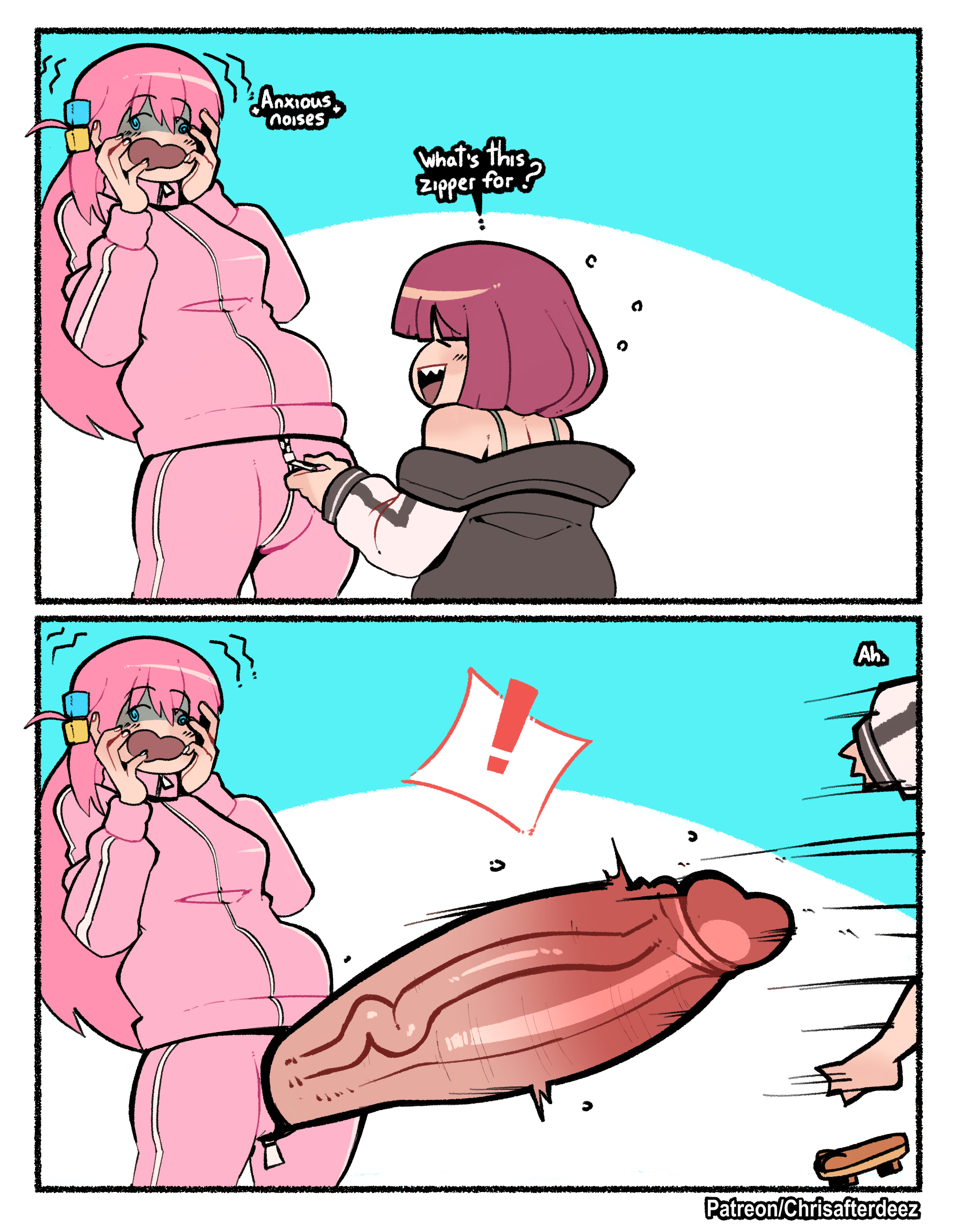 Rule 34 1futa 1girls 2koma Bangs Big Penis Bocchi The Rock Clothed Clothing Comically Large
