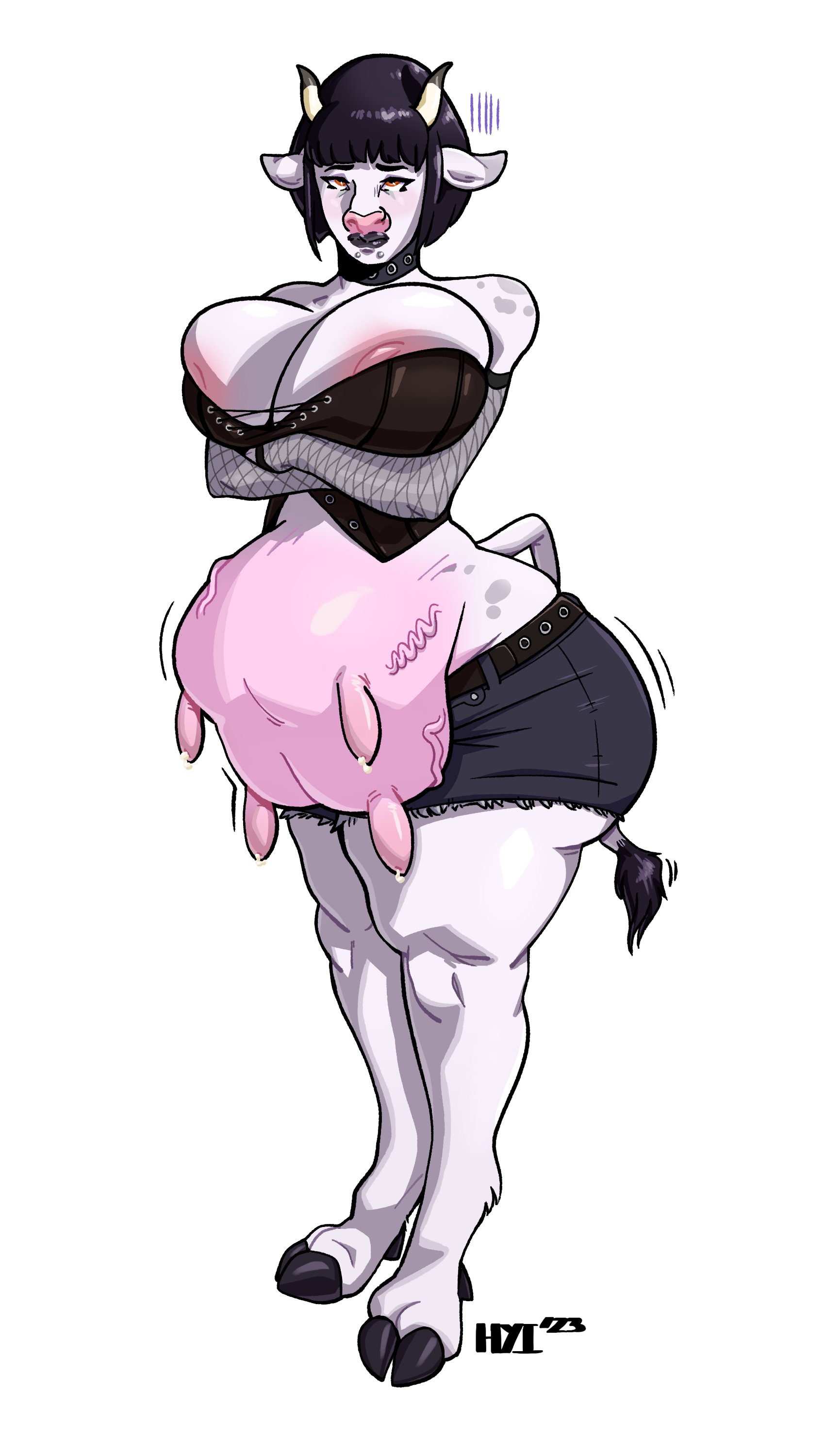 Rule 34 Anthro Black Corset Black Eyebrows Black Eyeliner Black Hair