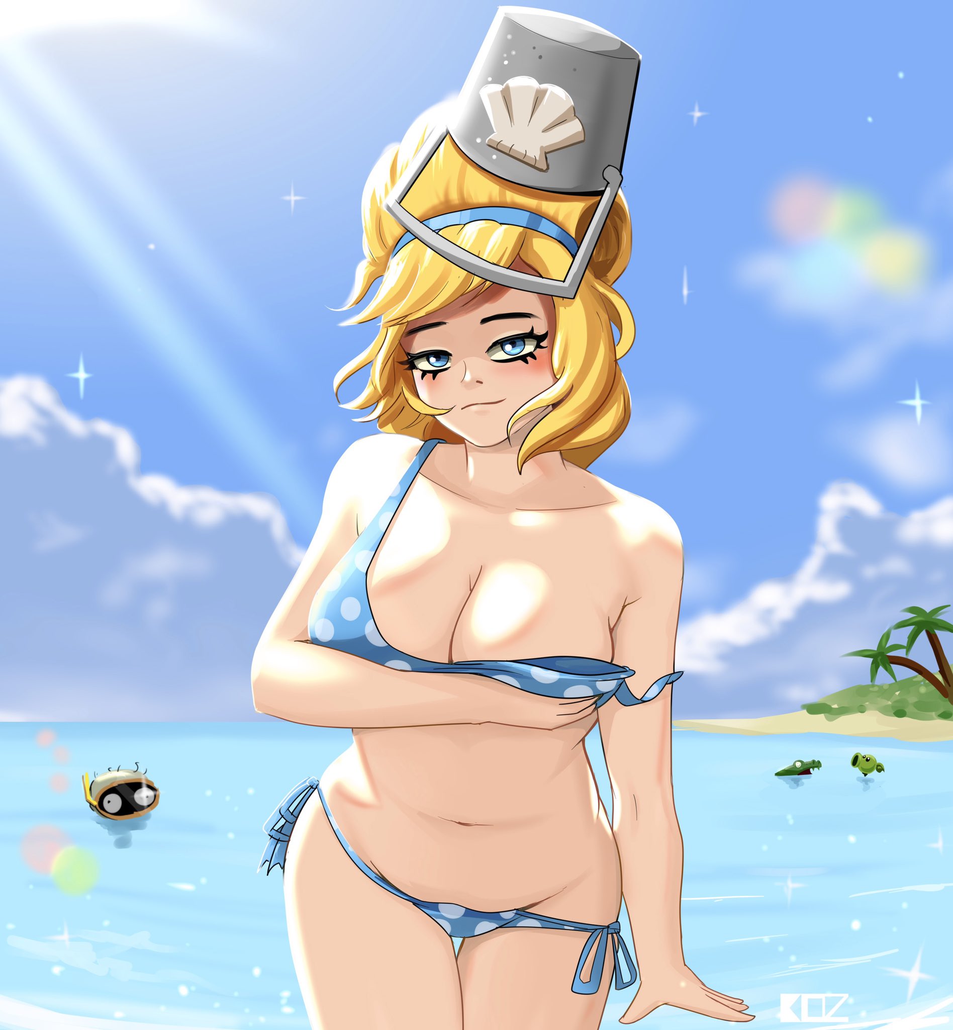Rule 34 1girls Beach Bikini Bikini Top Bikini Zombie Pvz Blonde