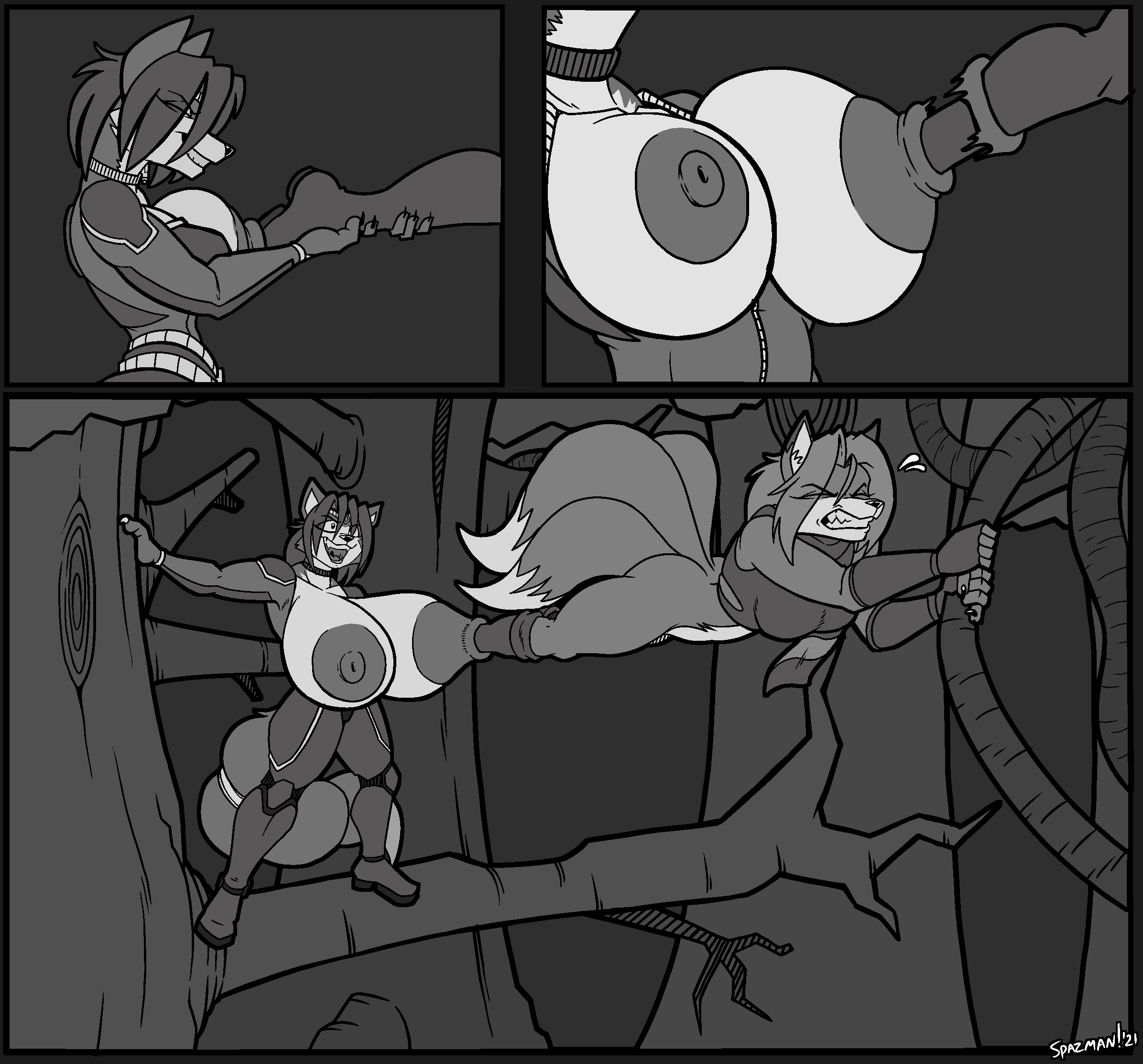 Rule 34 3 Tails Accessory Anthro Big Breasts Bodysuit Boots Bra Breast Vore Breasts Canid
