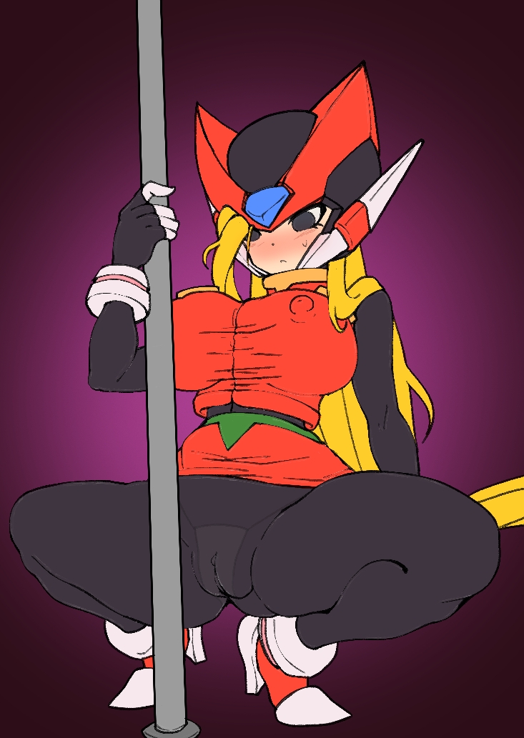 Rule 34 1girls Bliss Zero Blush Bodysuit Cameltoe Crouching Female Large Breasts Mega Man Mega