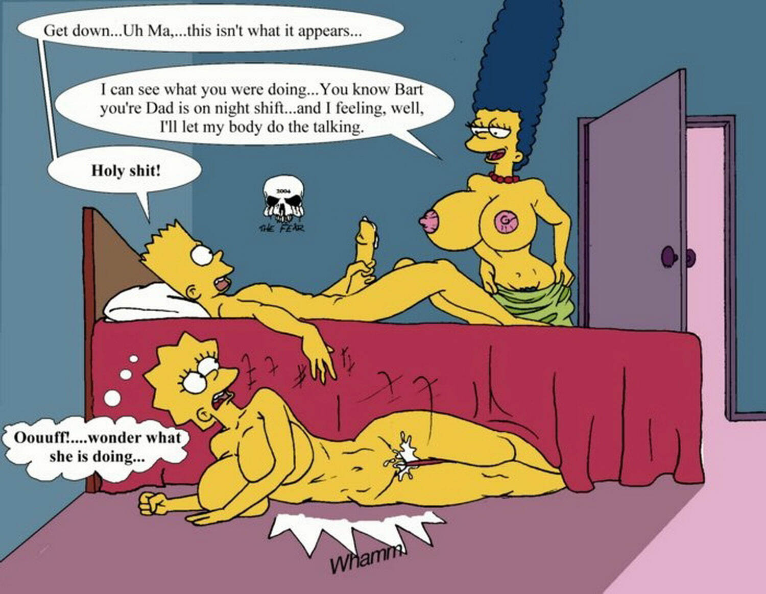 Rule 34 1boy 2girls Bart Simpson Big Breasts Blue Hair Cum In Pussy 0406