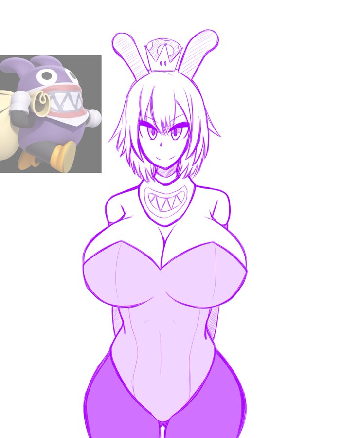 Rule 34 Big Breasts Bunny Ears Bunnysuit Duskyer Female Humanoid Mario Series Nabbit