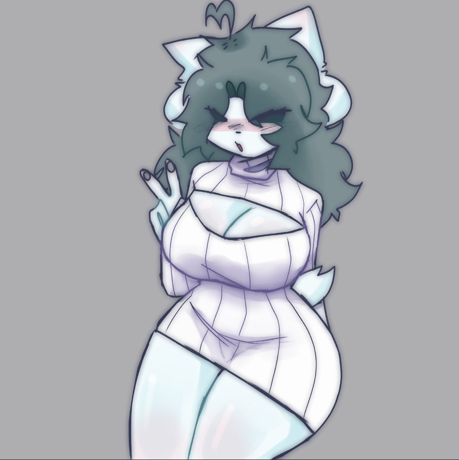 Rule 34 1girls 2d Anthro Big Breasts Black Eyes Blush Blushing Cat