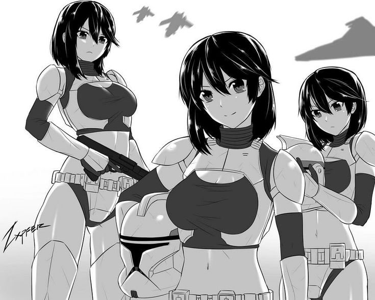 Rule 34 3girls Armor Black And White Clone Trooper Clone Wars Cute 5082