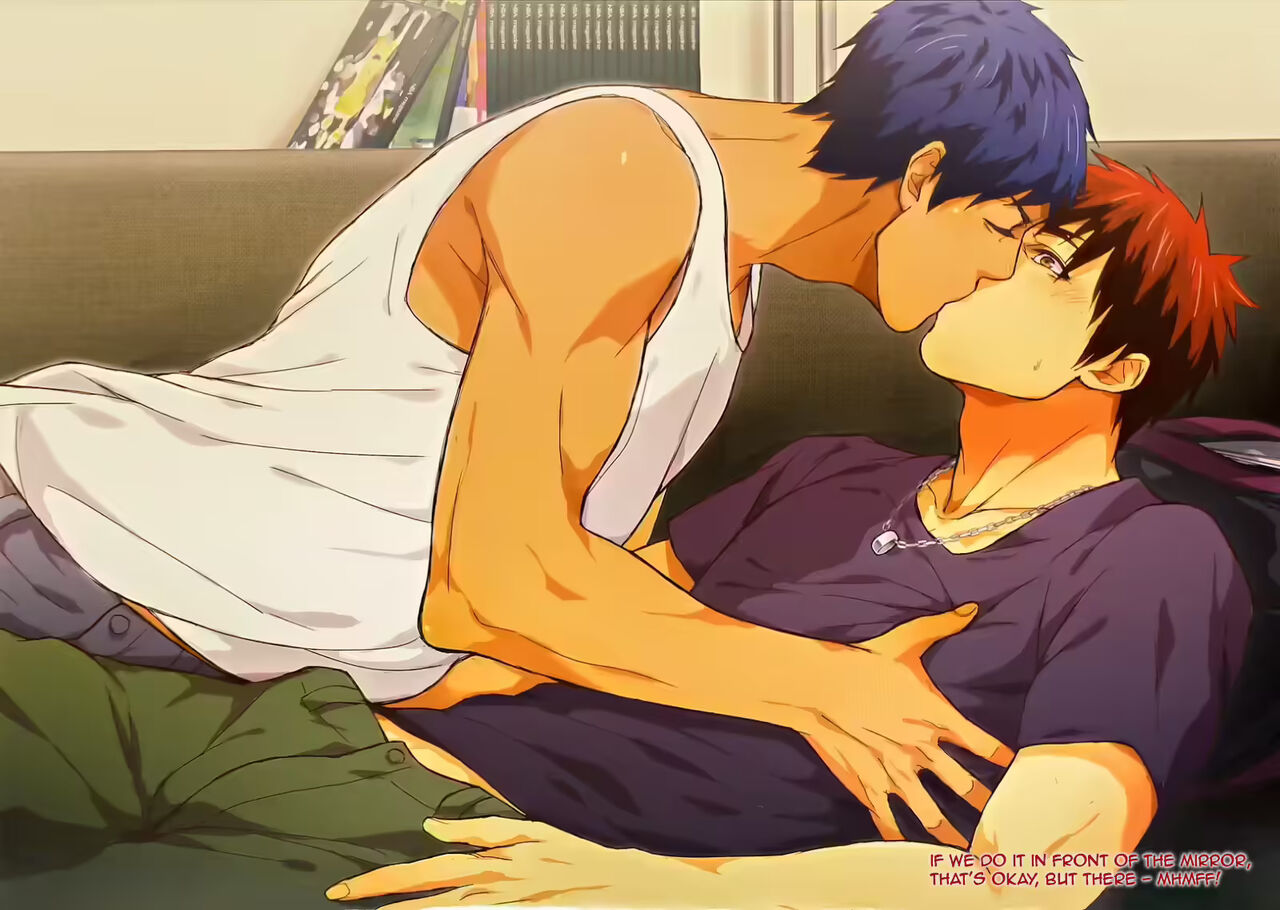 Rule 34 2boys Aomine Daiki Blue Hair Clothed Daiki Aomine Dialogue 4334