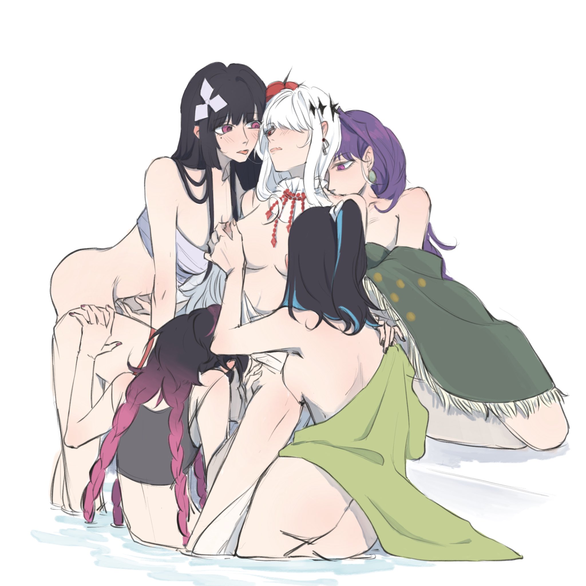 Rule 34 5girls Breast Sucking Breasts Coquelic Path To Nowhere Cunnilingus Female Female