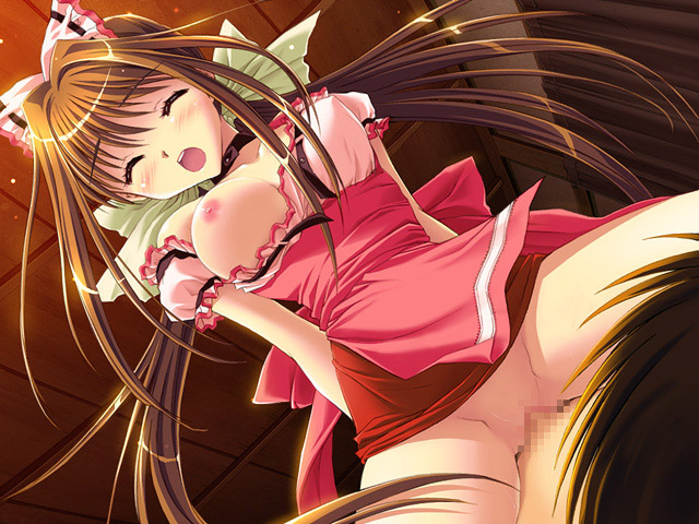 Rule 34 1girls Blush Bow Breast Slip Breasts Brown Hair Censored Closed Eyes Clothing Cowgirl