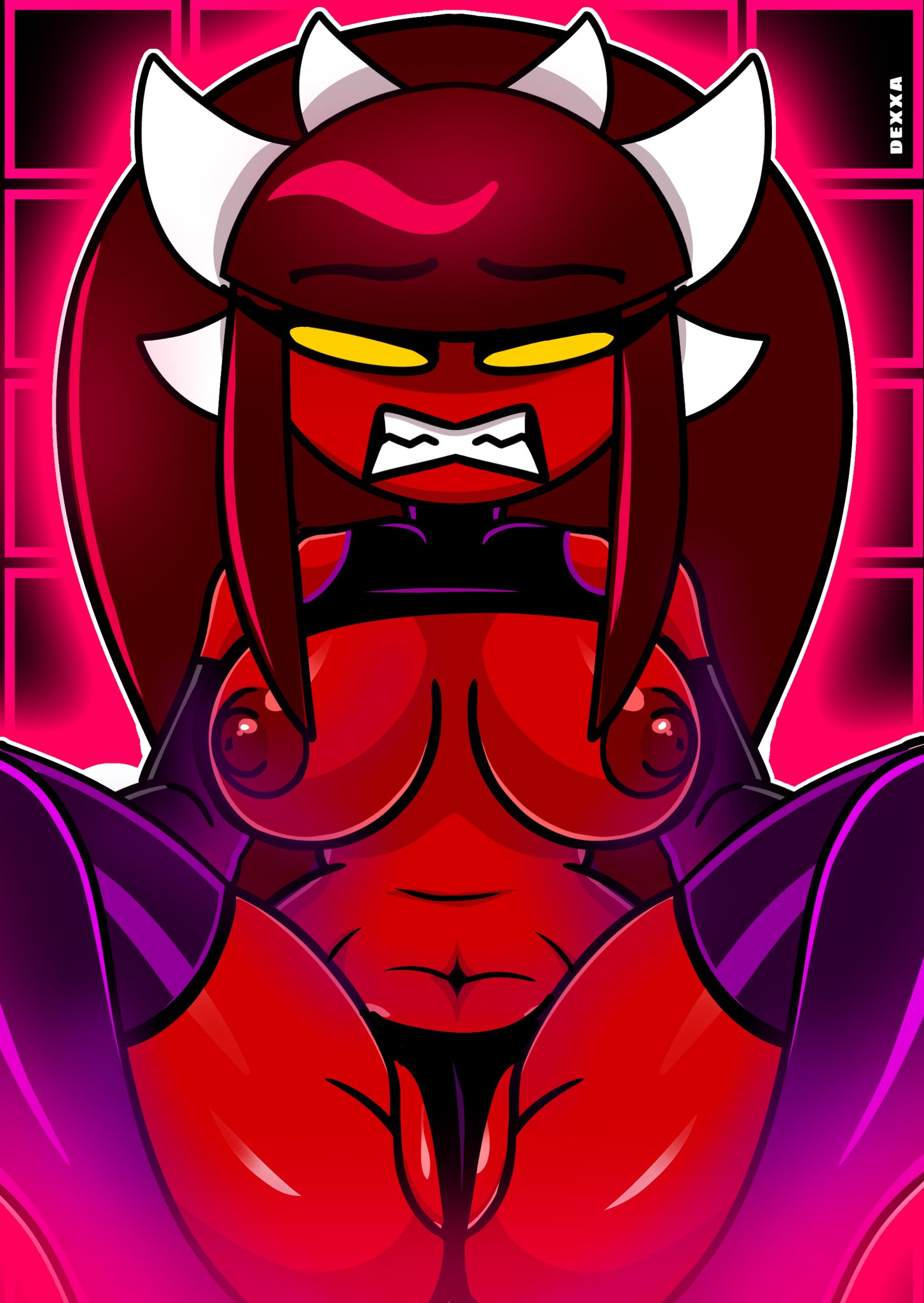 Rule 34 1girl 1girls Dexxa Extreme Demon Female Geometry Dash Horn Horns Solo Solo Female