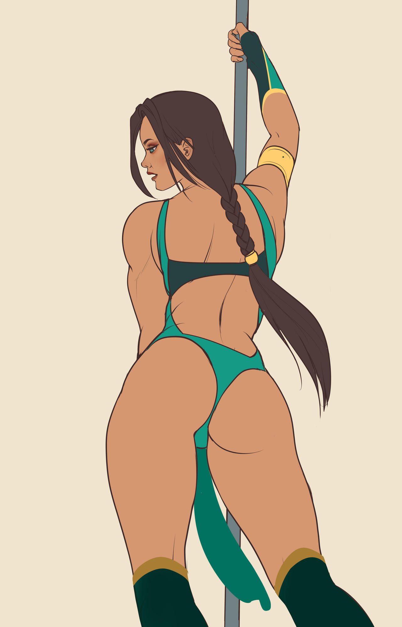 Rule 34 1girls 2d Armlet Braided Hair Brown Hair Bubble Butt Color Colored Coloured Dark