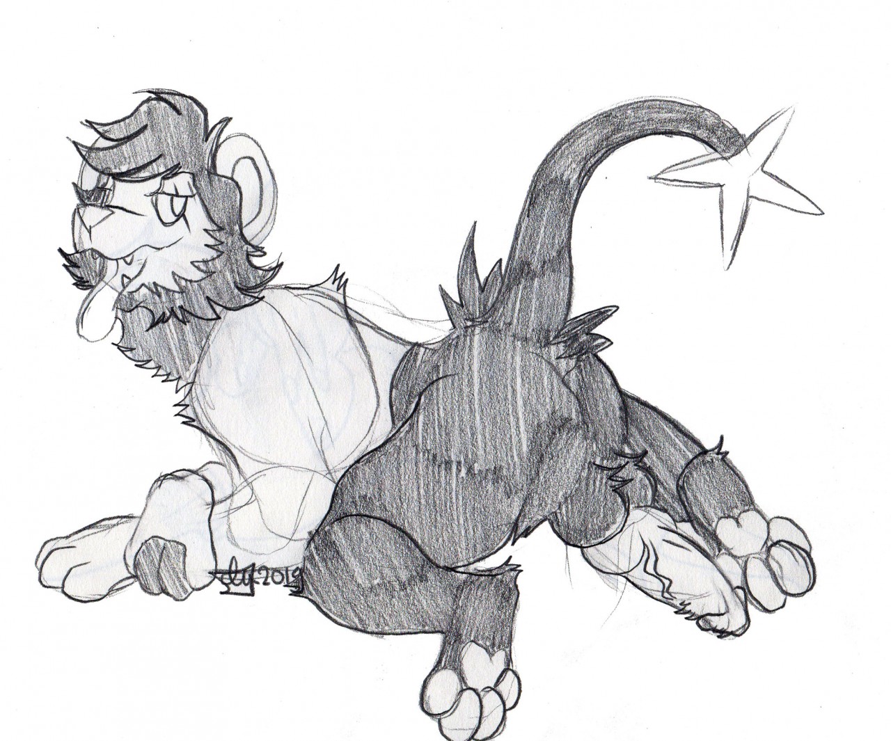 Rule 34 2019 Feline Feral Luxio Male Monochrome Nelsonnoir Open Mouth Pawpads Pencil Artwork