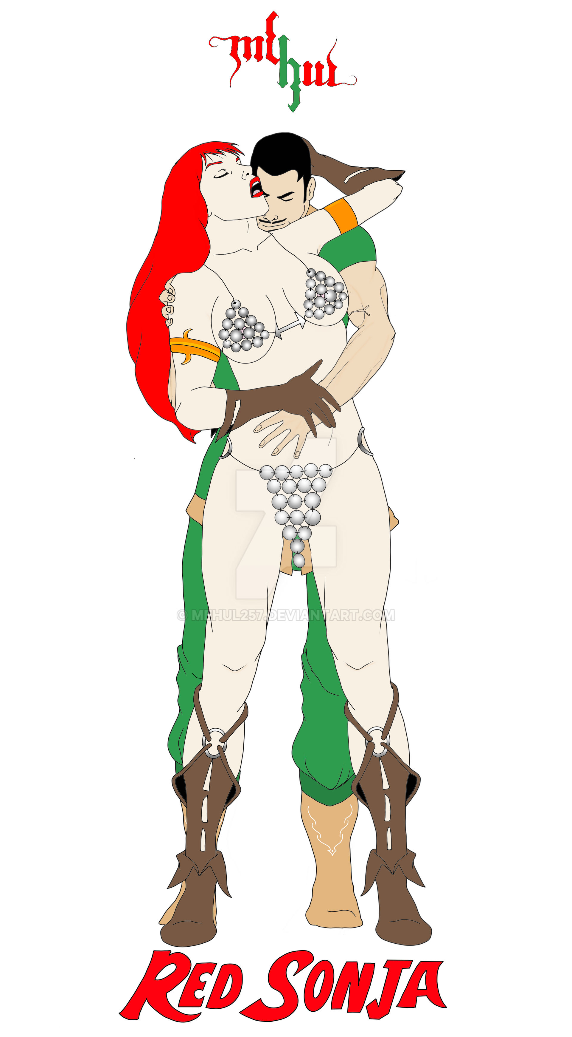 Rule 34 Chainmail Bikini Courtsean Guy Red Hair Red Sonja Red Sonja