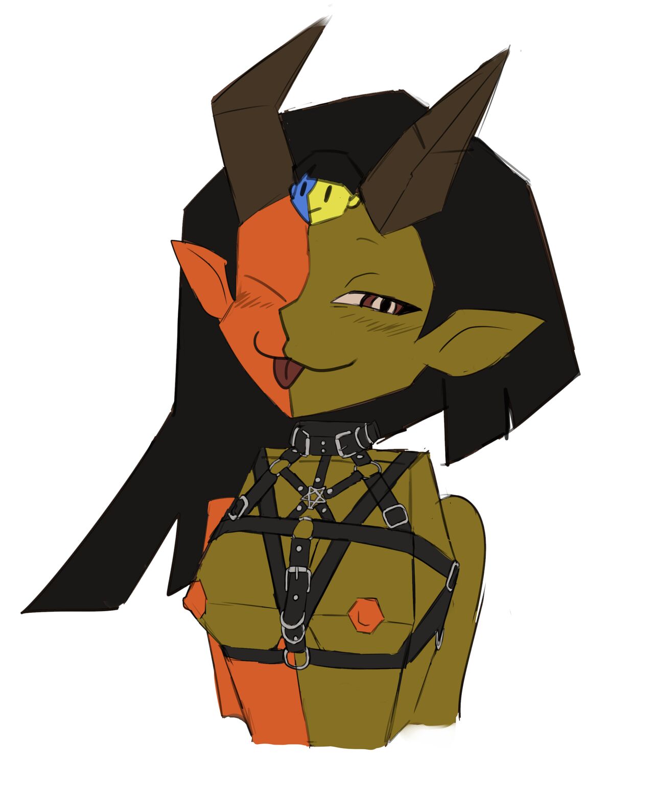 Rule 34 Blep Blush Blushing Bonbon Artist Bondage Breasts Bust Portrait Demon Demon Girl Ena
