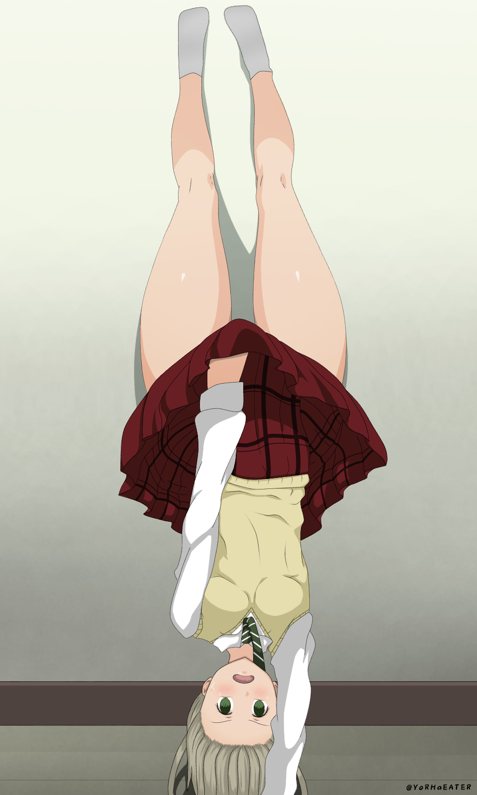 Rule 34 Blonde Hair Green Eyes Handstand Holding Clothing Legs 1132