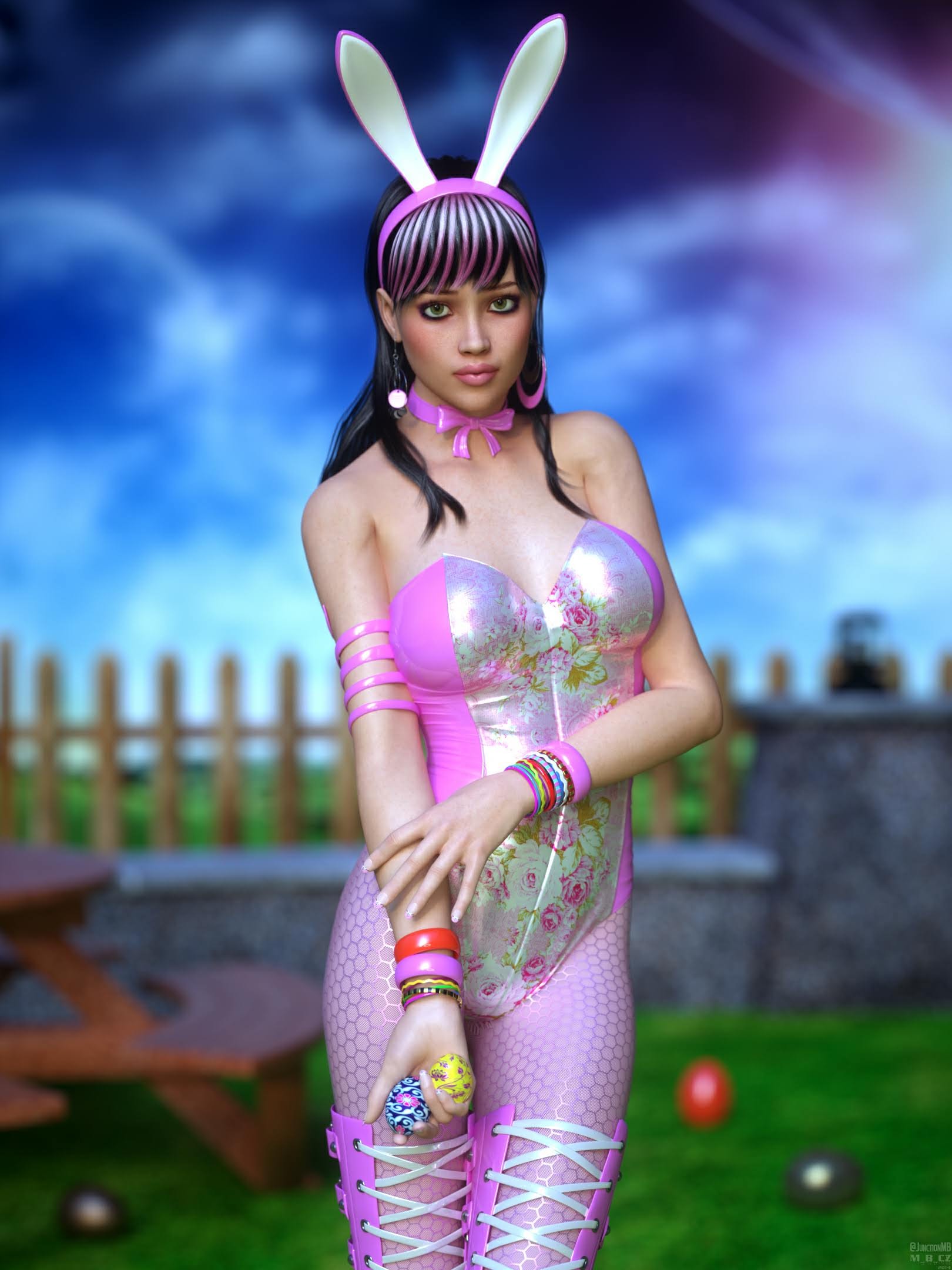Rule 34 Bunny Costume Easter Easter Egg Female Fence Mbirdcz Solo 7589