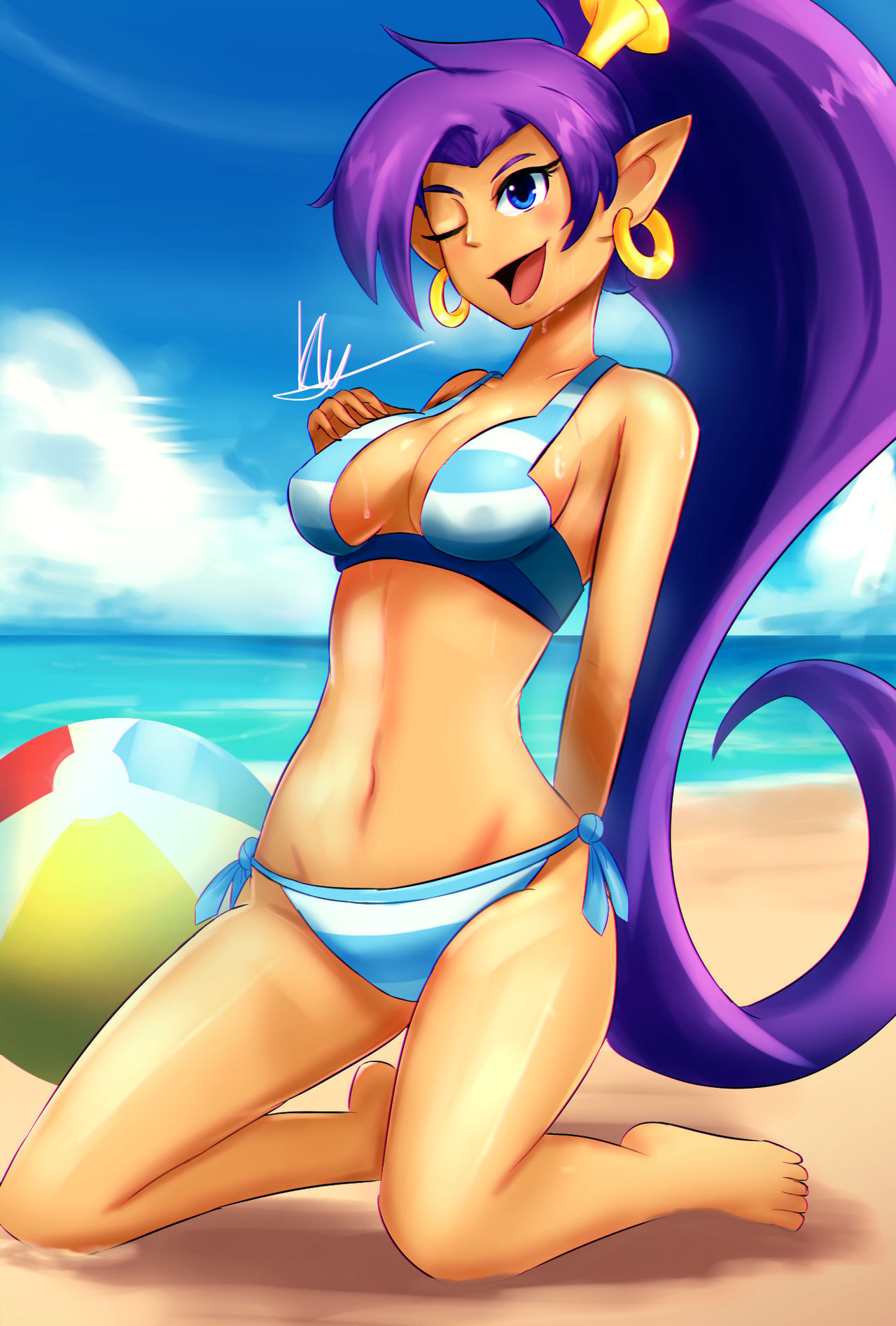 Rule 34 1girls Ball Beach Beachball Big Breasts Bikini Blue Eyes