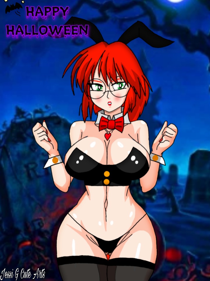 Rule 34 Big Breasts Breasts Bunny Girl Female Fio Germi Glasses Green