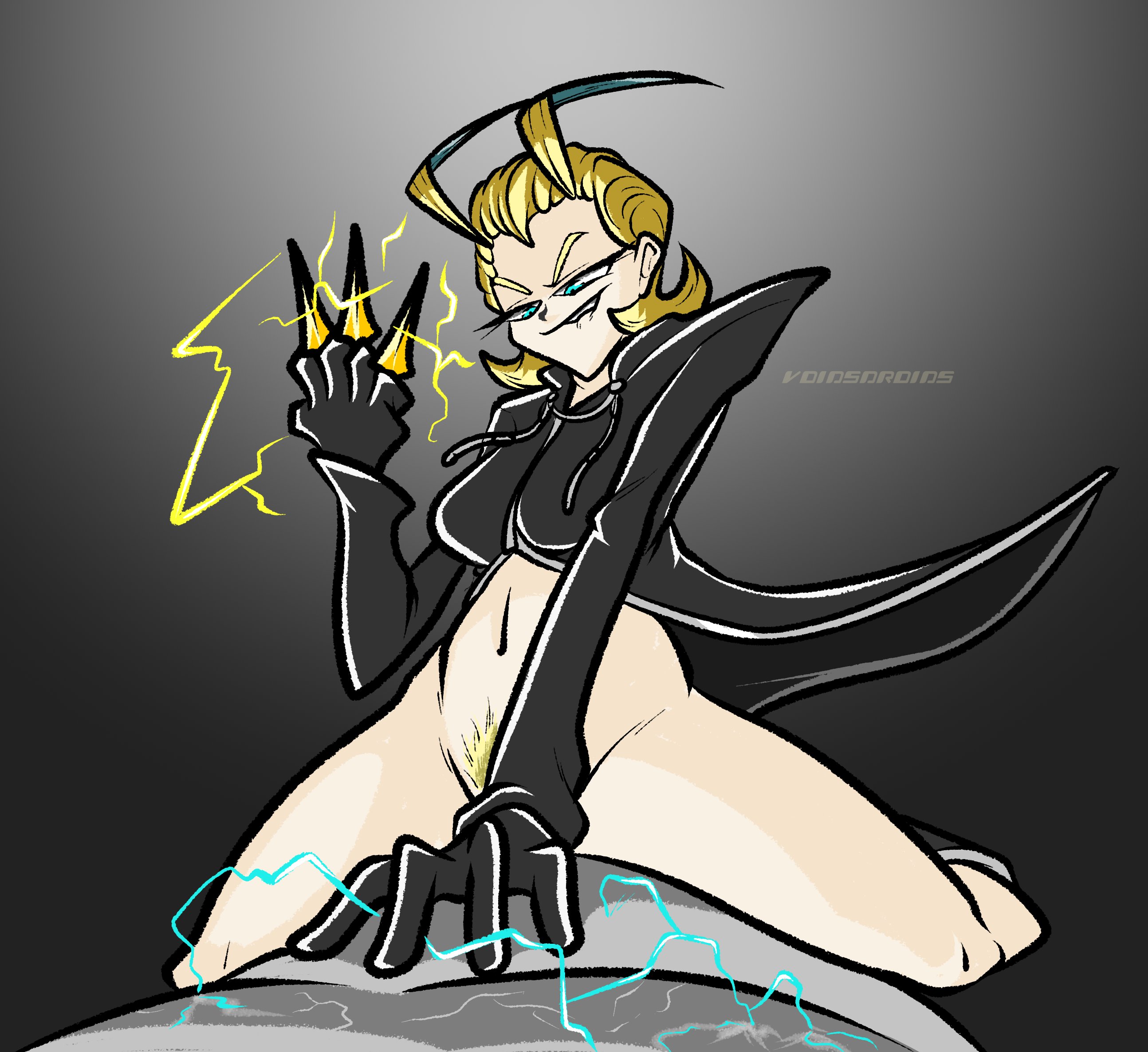 Rule 34 Black Coat Clothing Electricity Electrostimulation Female