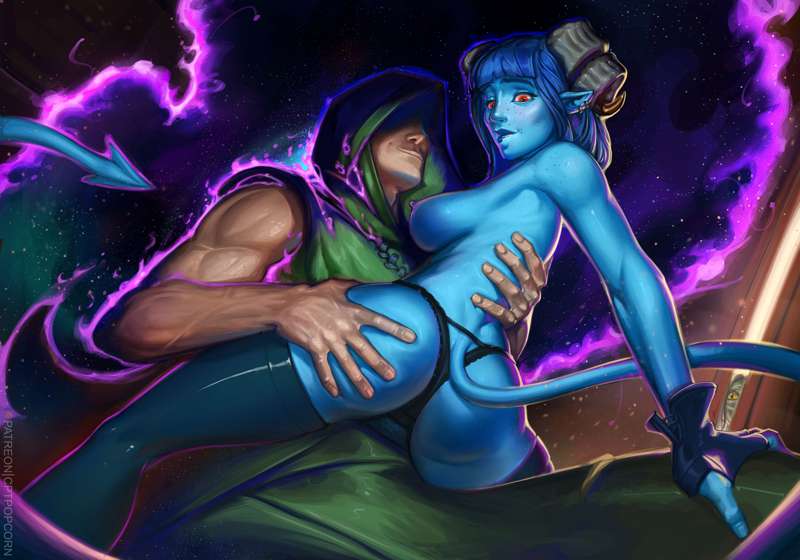 Rule 34 1girls Big Breasts Big Penis Blue Hair Blue Skin Cleric Colored Skin Cptpopcorn