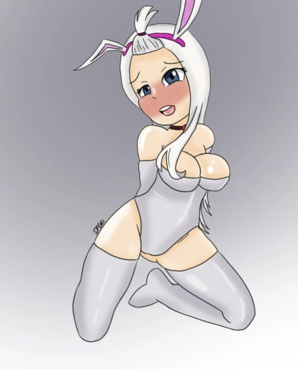Rule 34 Arms Behind Back Blush Bunny Ears Bunny Girl Bunnysuit Choker Daski Art Fairy Tail