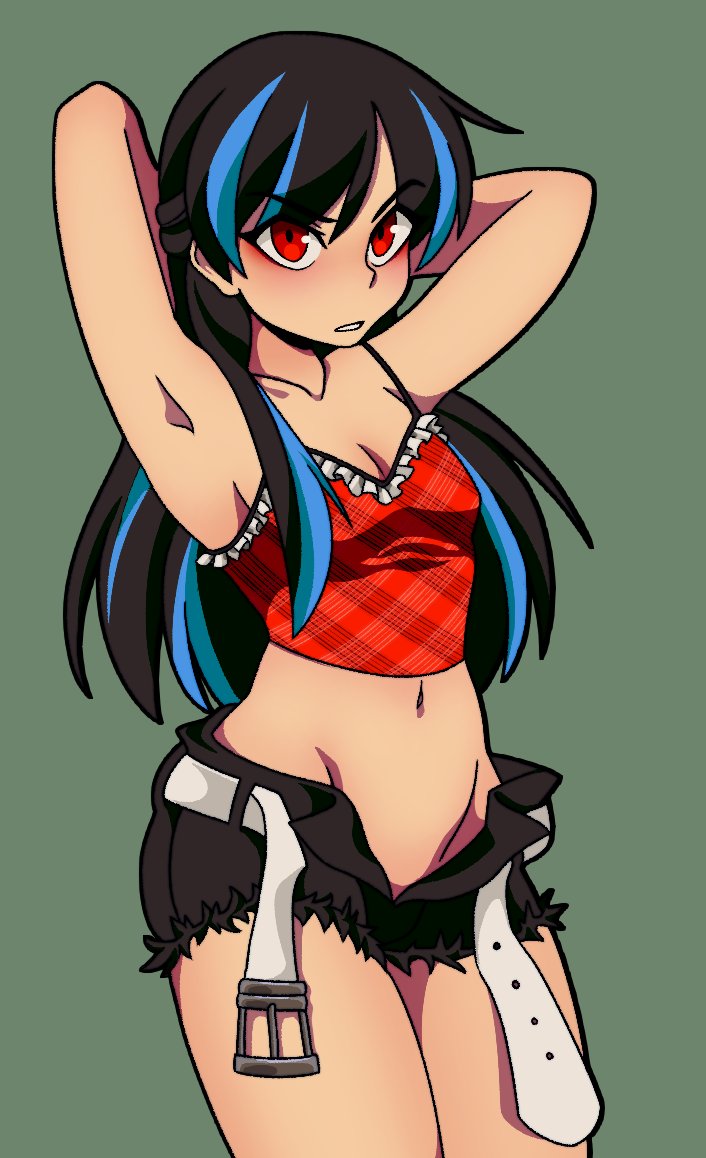 Rule 34 1girls Armpits Audrey Belrose Black Hair Blue Hair Crop Top Dreamlike Real Female Only