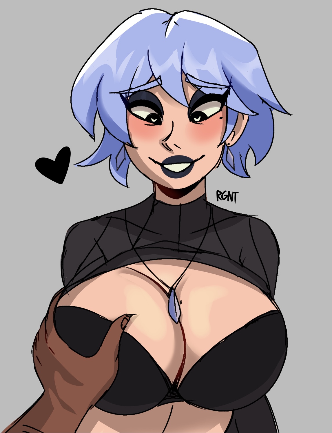 Rule 34 Blue Hair Breasts Female Lipstick Necklace Oc Original 6865