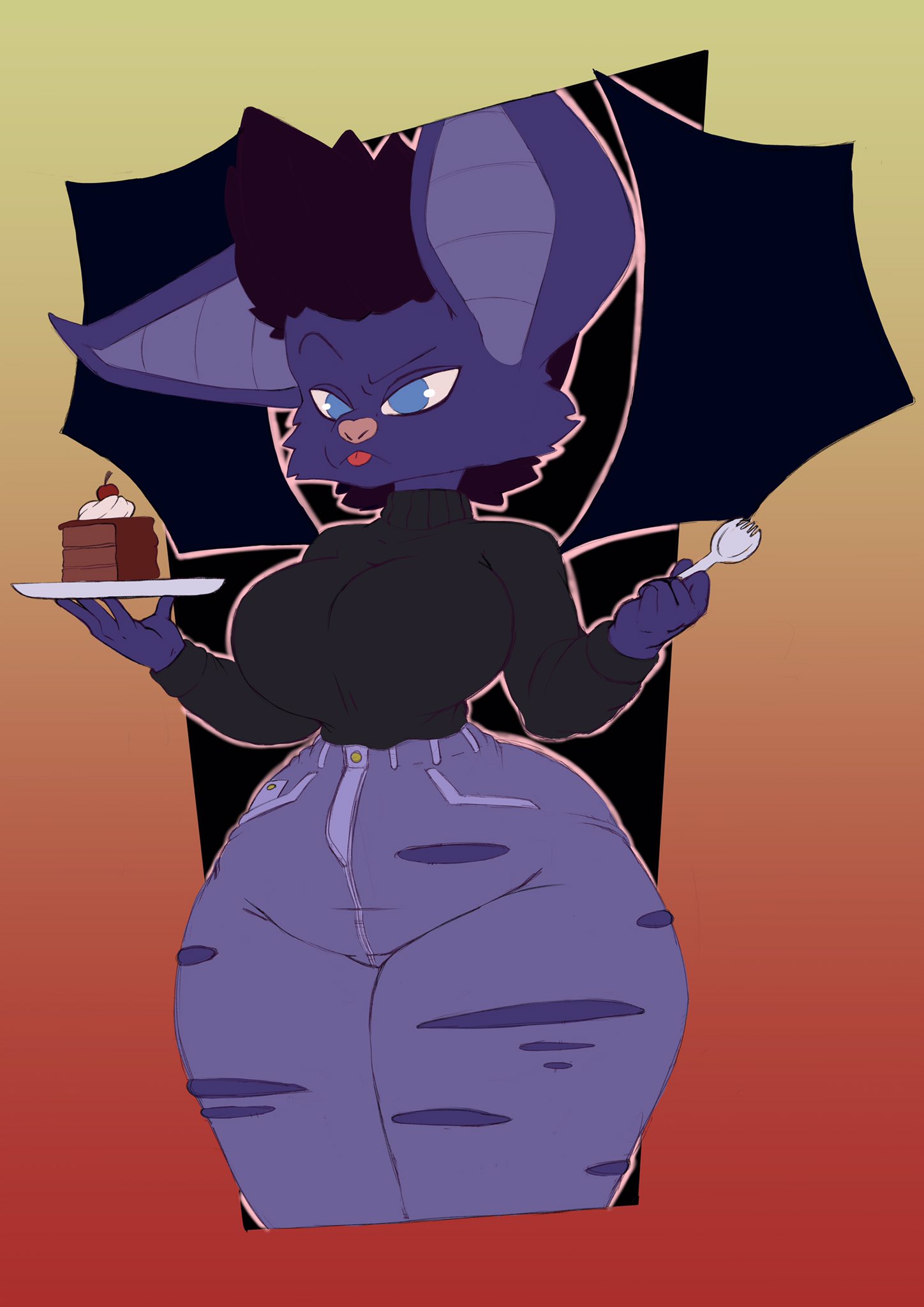 Rule 34 Anthro Anthro Only Bat Bat Wings Cake Food Jeans Original