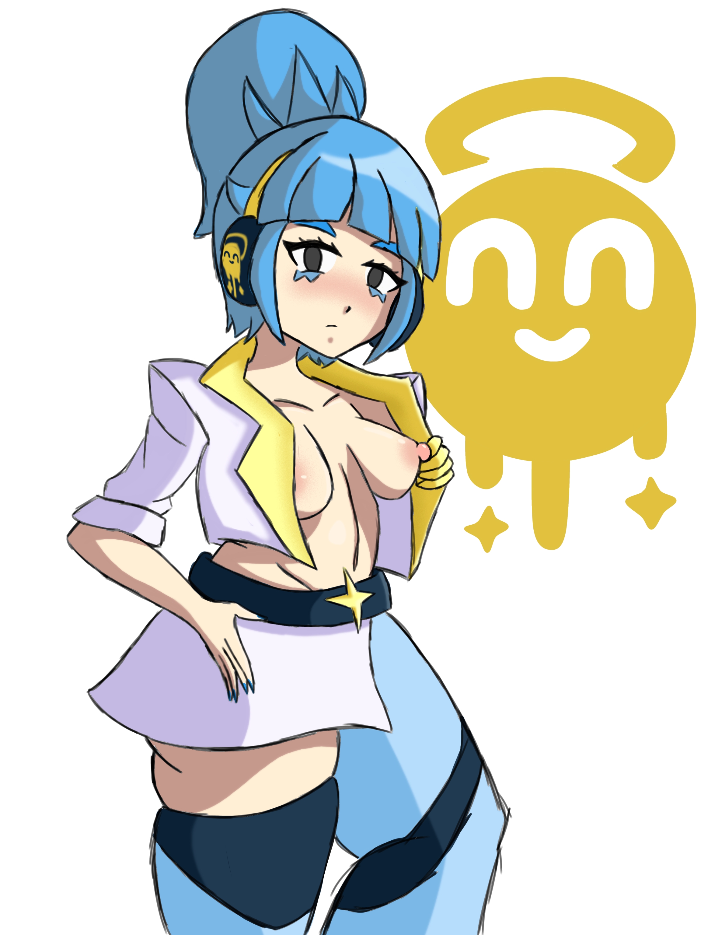 Rule 34 Blue Hair Brawl Stars Breasts Female Only Janet Brawl Stars