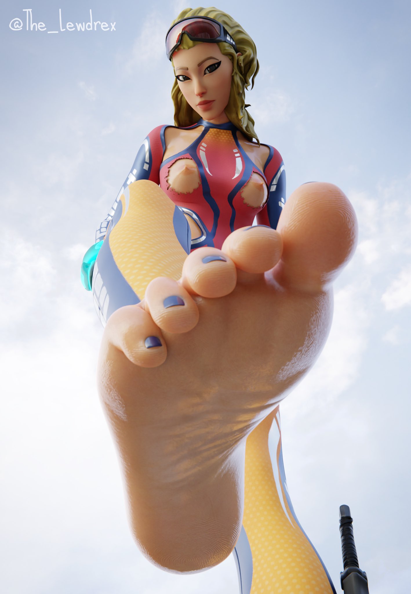 Rule 34 3d Areolae Barefoot Blender Blonde Hair Blue Nail Polish Blue