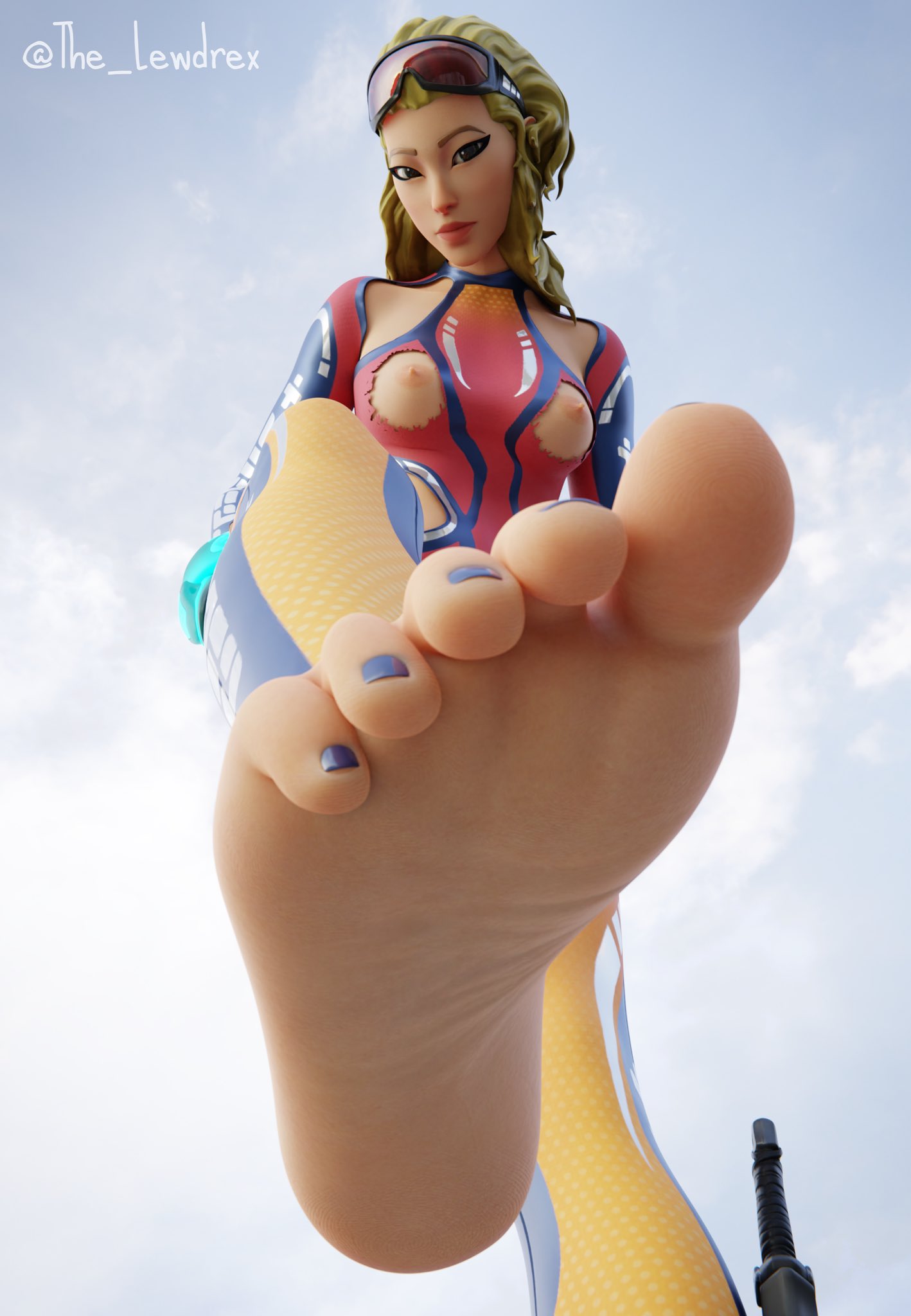 Rule 34 3d Areolae Barefoot Blender Blonde Hair Blue Nail Polish Blue