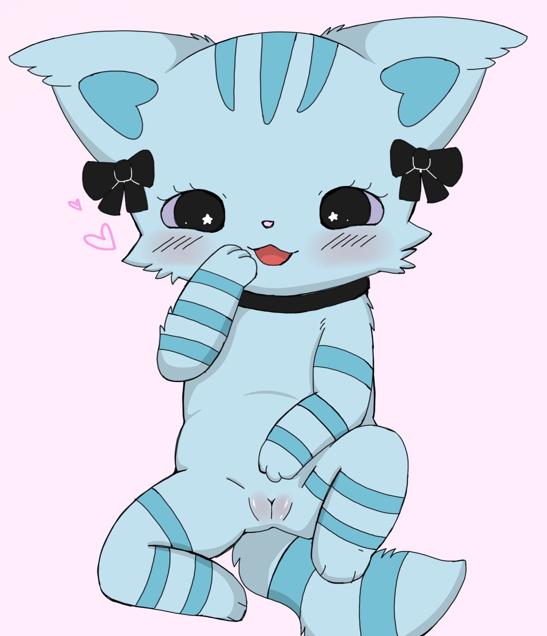 Rule 34 Azuo Beatcats Blue Body Blue Fur Chelsea Beatcats Cub Felid Feline Heart