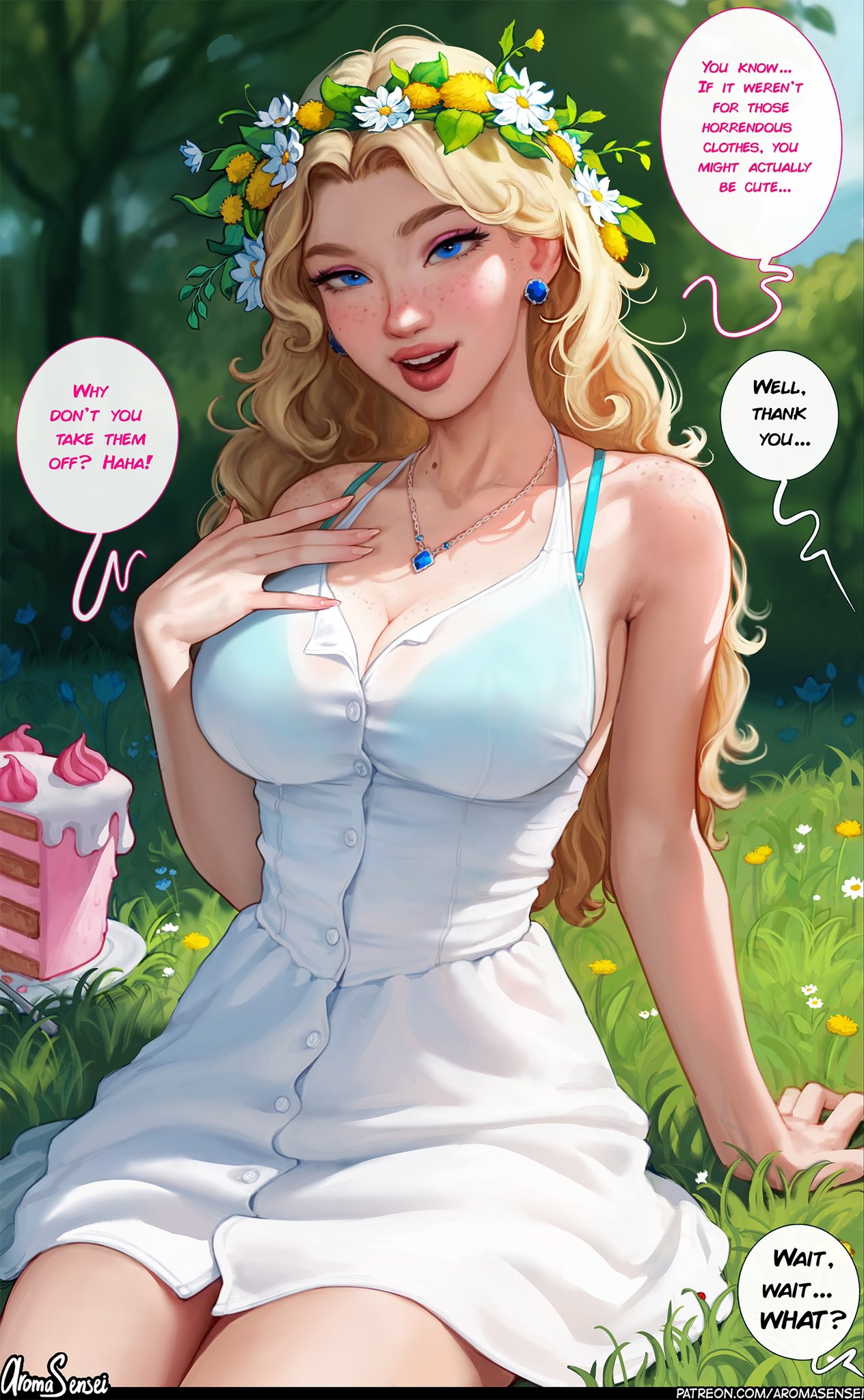 Rule 34 1girls Aroma Sensei Background Bent Wrist Big Ass Big Breasts Blonde Hair Blue Eyes