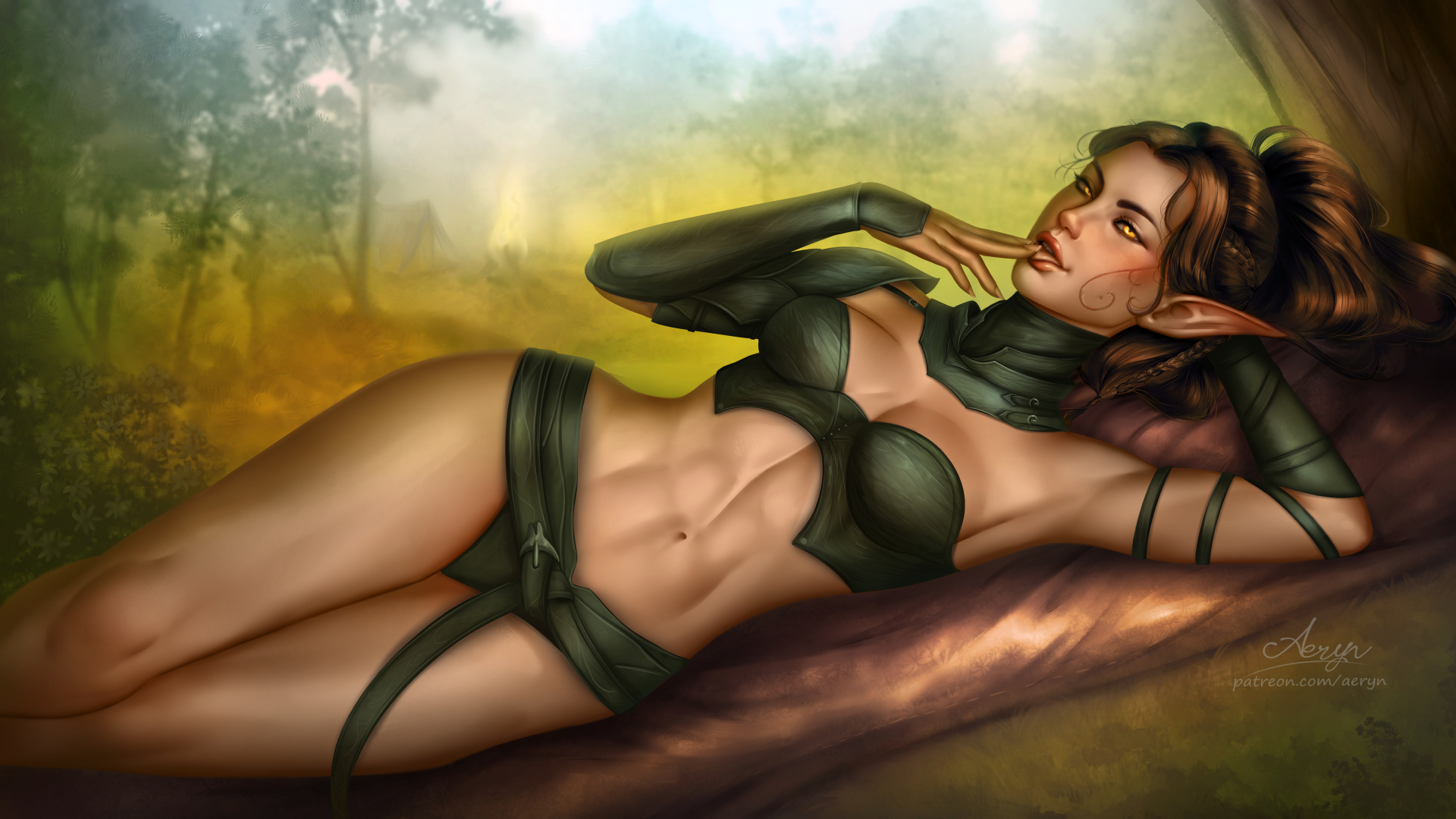 Rule 34 16 9 1girls Abs Aeryn Artist Signature Bare Legs Bare Midriff Bikini Brown Hair