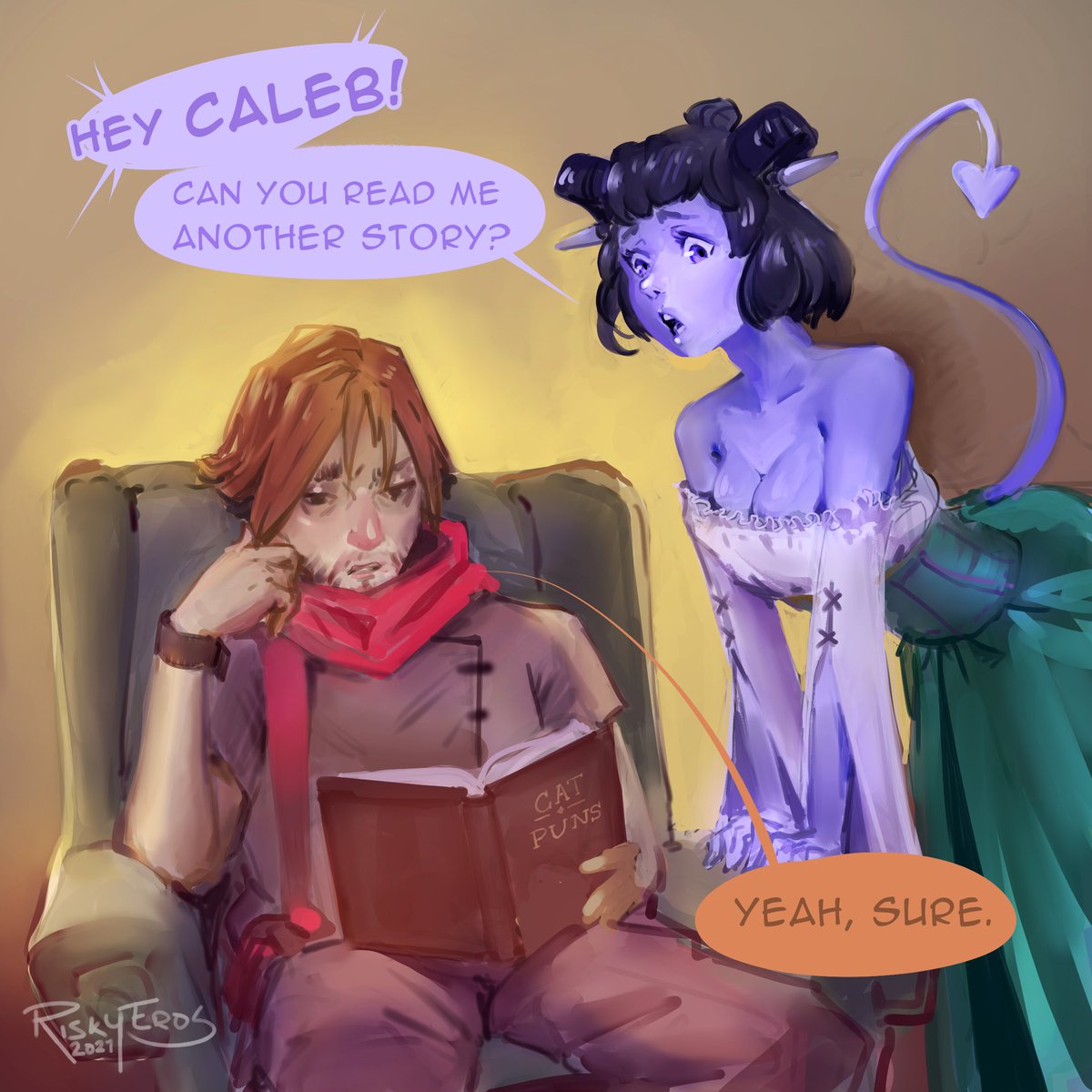 Rule 34 1boy 1girls Black Hair Blue Body Blue Skin Book Caleb 3620