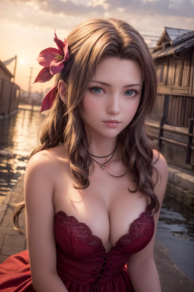 Rule 34 Aerith Gainsborough Ai Generated Brown Hair Cleavage Final 4915