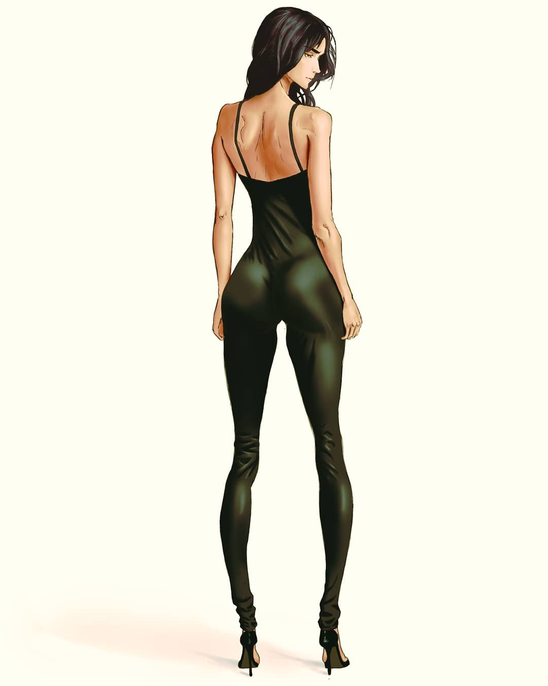 Rule 34 Ambiguous Gender Ass Back Black Hair Elegant Elegant Dress High Heels Long Hair Long