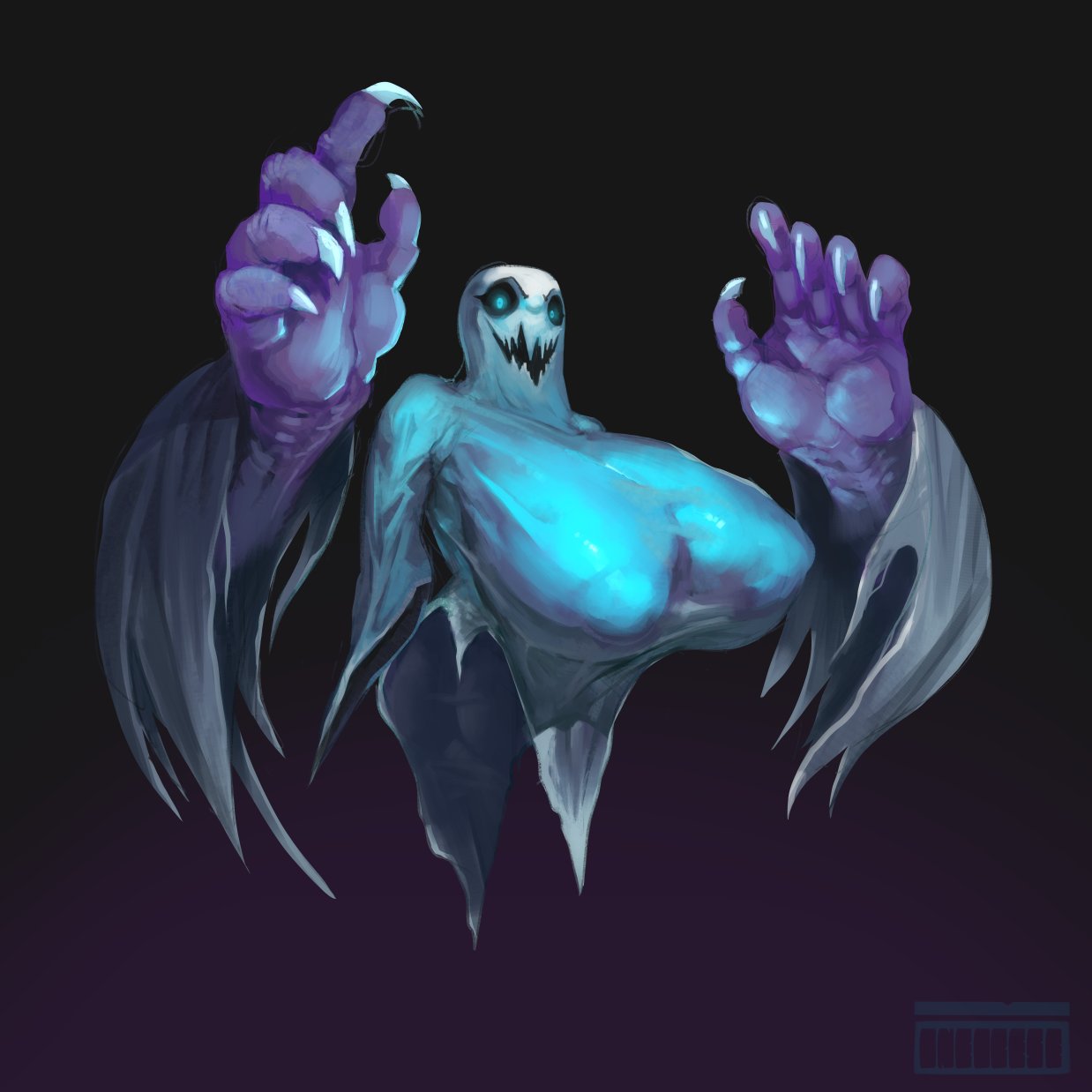 Rule 34 Bedsheet Ghost Big Breasts Big Hands Big Nipples Evil Grin 1240