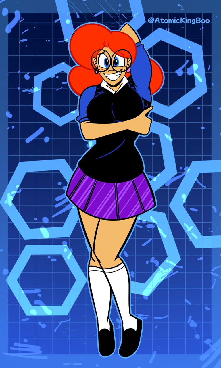 Rule 34 1girls Atomickingboo Big Ass Big Breasts Big Glasses Blue