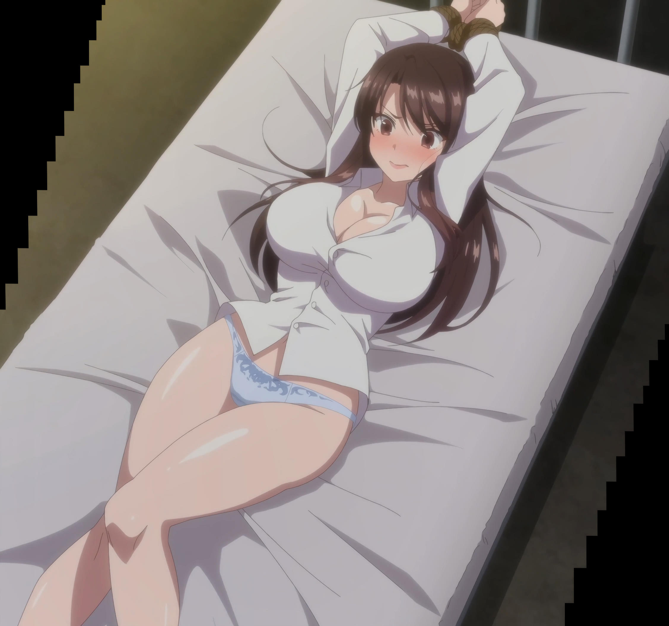Rule 34 1girls Blush Bondage Bound Breasts Brown Eyes Brown Hair 1739