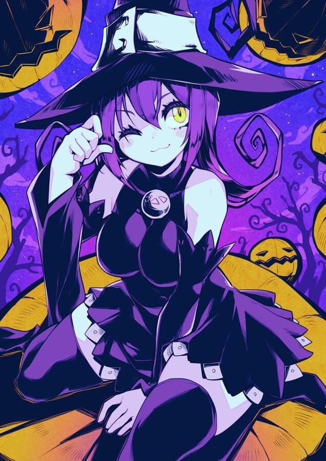 Rule 34 Black Dress Blair Soul Eater Catgirl Jack O Lantern Parororo Purple Hair Soul Eater