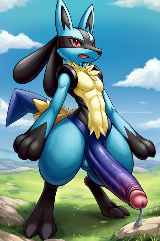 Rule 34 Ai Generated Furry Huge Cock Long Penis Lucario Penis Pokemon Species Thick Penis