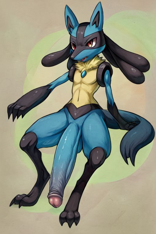 Rule 34 Ai Generated Furry Huge Cock Long Penis Lucario Penis Pokemon Species Thick Penis