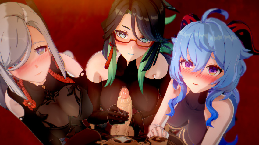 Rule 34 1boy 3d 3girls Aether Genshin Impact Censored Foursome 0171