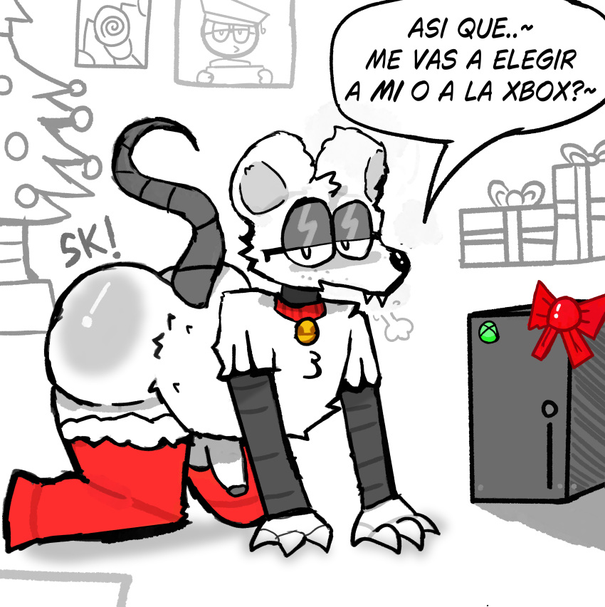 Rule 34 Anthro Ass Ass Focus Bedroom Eyes Bell Choker Bell Collar Christmas Christmas Clothing