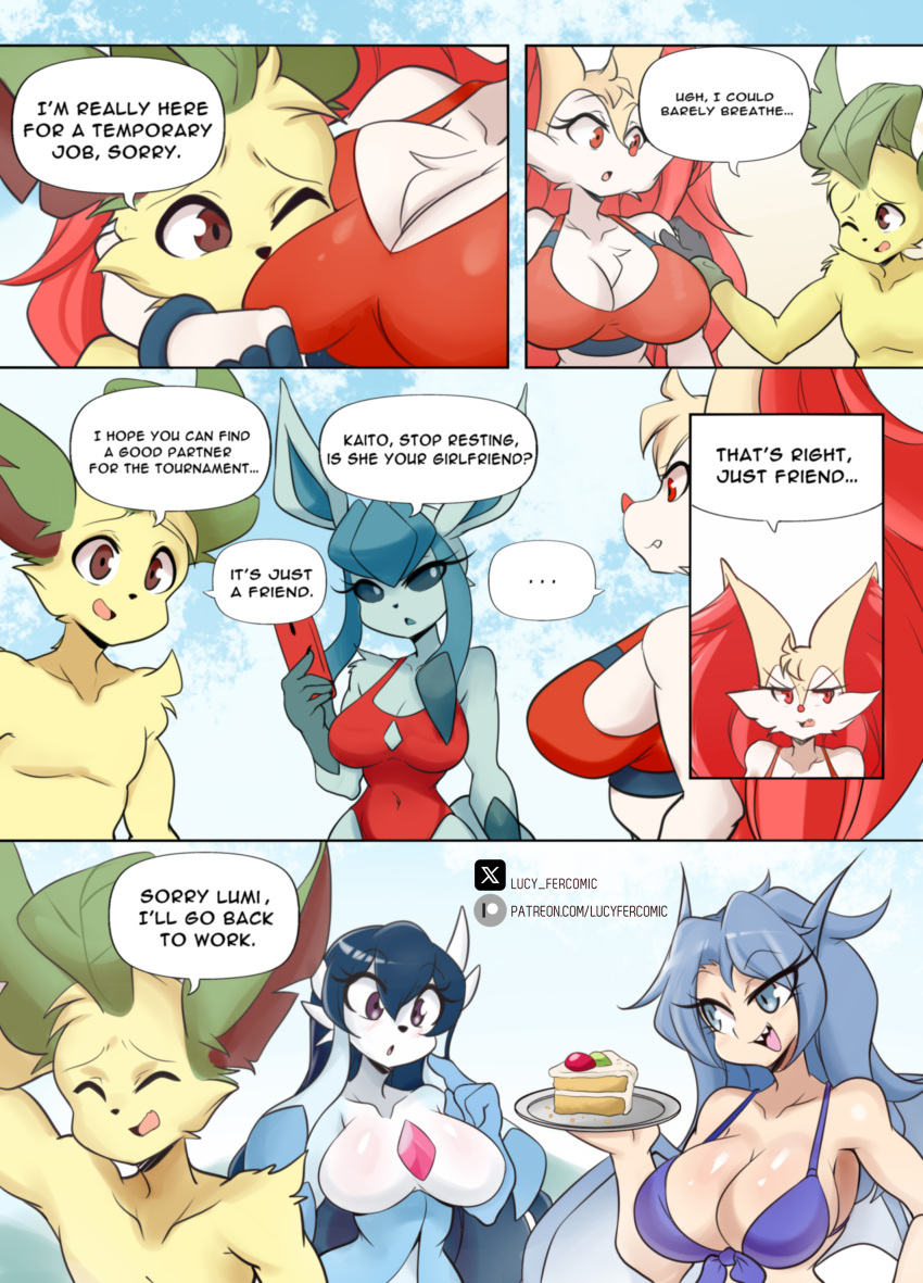 Rule 34 Big Breasts Bikini Braixen Bray Lucyfercomic Breasts Cleavage Eeveelution Female