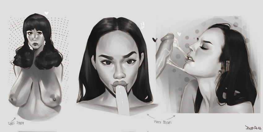 Rule 34 Big Breasts Big Lips Blowjob Dorndraws Drool Ear Piercing