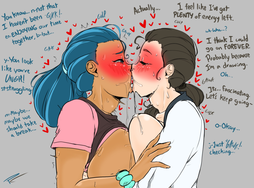 Rule 34 2girls 4th Wall Breaking 4th Wallbreak Blue Hair Blush Breast 0717